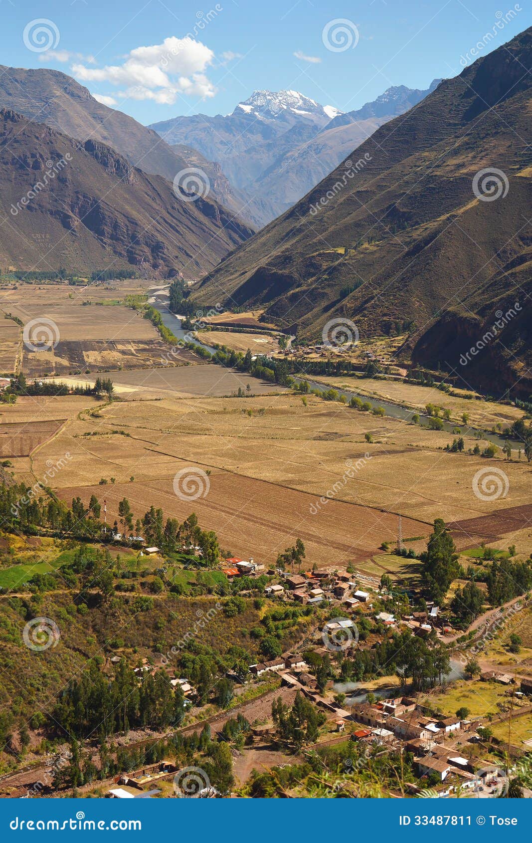 Andean Valley and Urubamba River Stock Image - Image of fell, plateau ...
