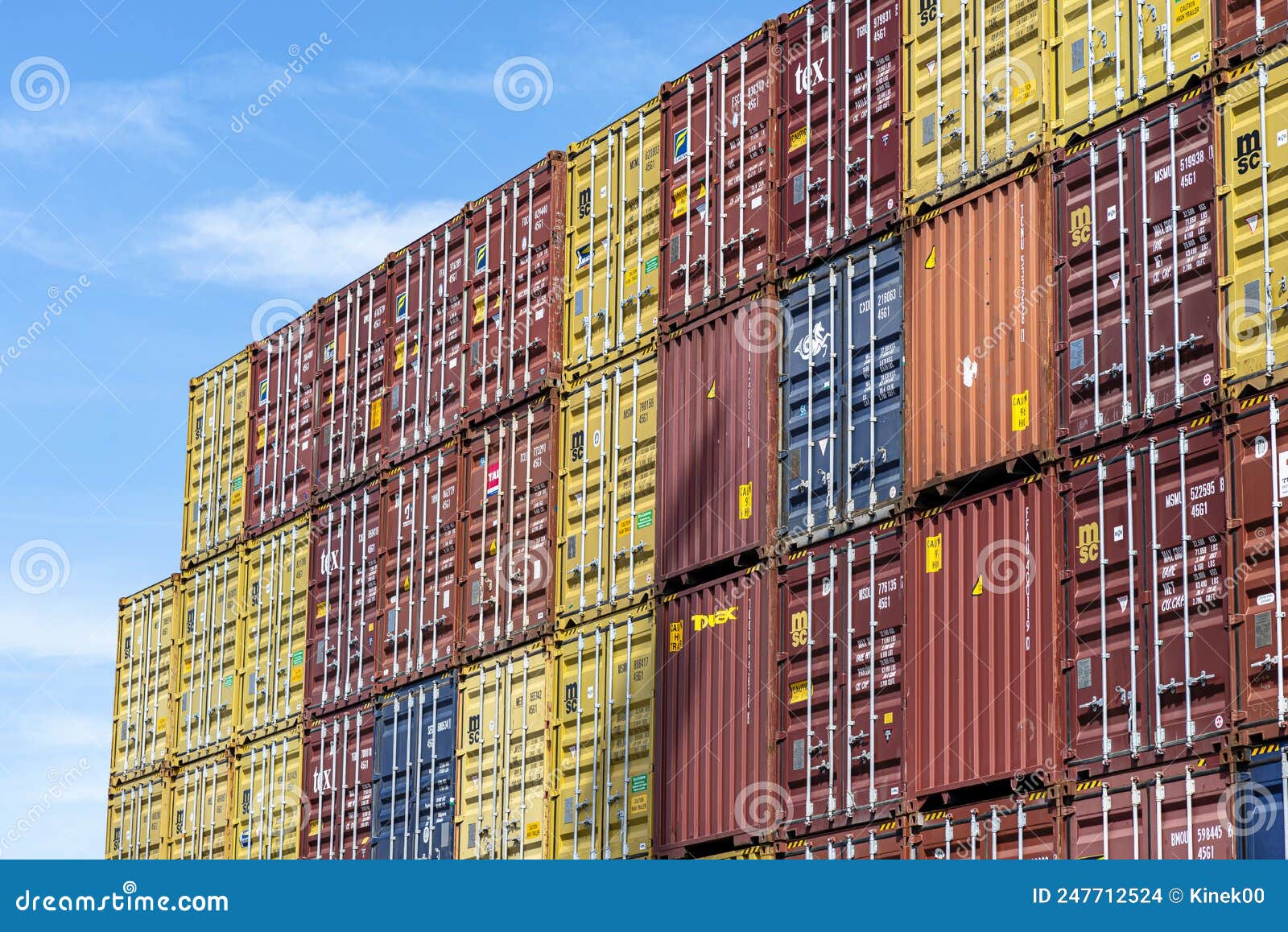 A Stack of Containers Standing on Top of Each Other in the Loading Yard ...
