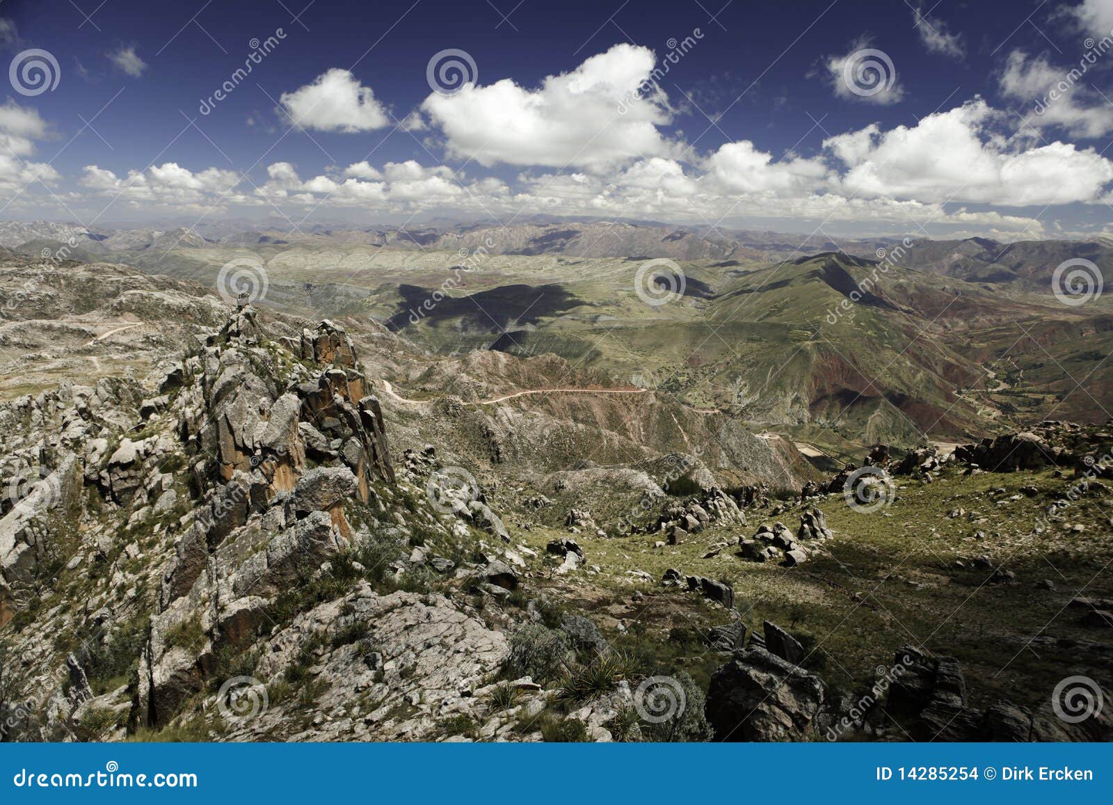 Andes Landscape Mountain and Blue Sky White Clouds Stock Photo - Image ...