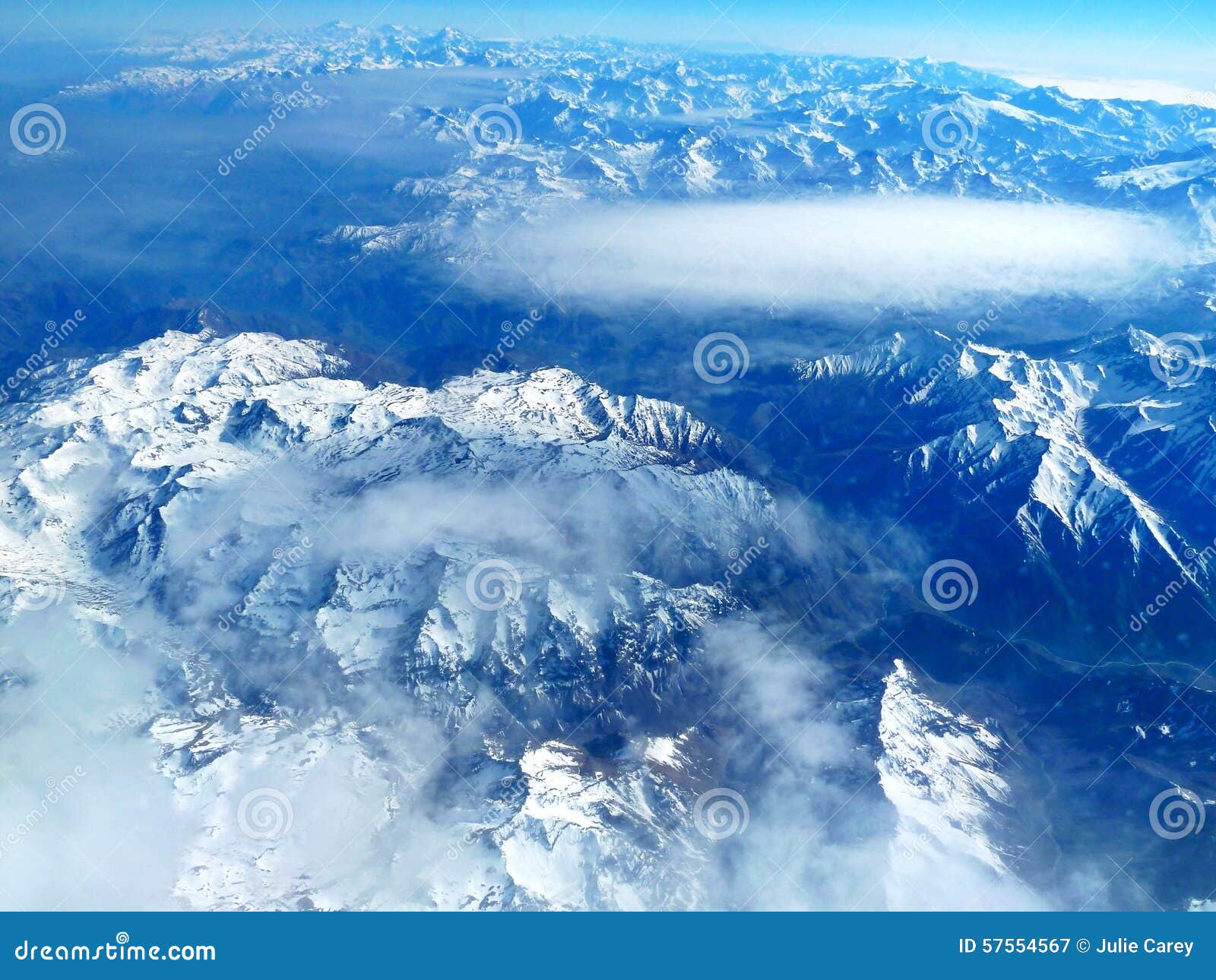 Andes Mountains Ice Snow Blue Clouds Stock Image - Image of andes ...