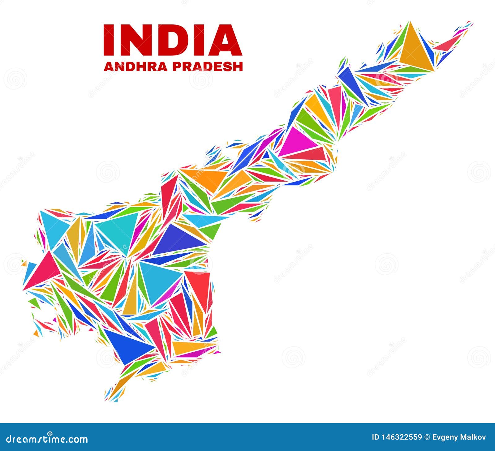 Andhra Pradesh State Map - Mosaic of Color Triangles Stock Vector ...