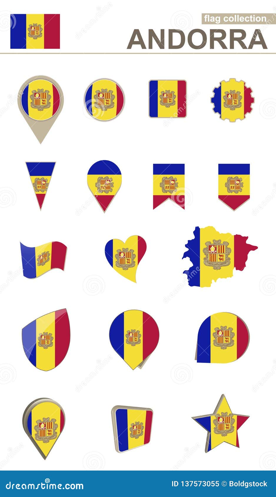 Andorra Flag Collection. Big Set for Design Stock Vector - Illustration ...