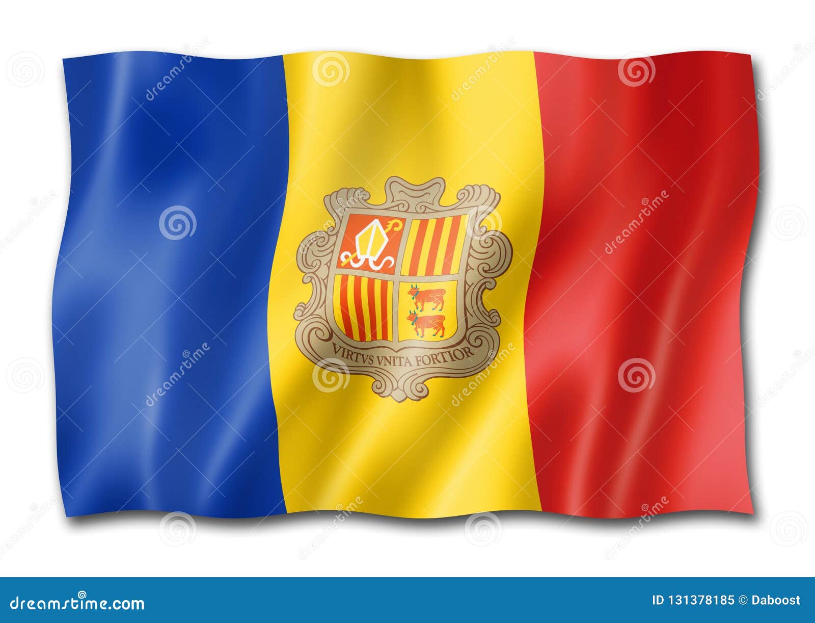 Andorran Flag Isolated on White Stock Illustration - Illustration of ...