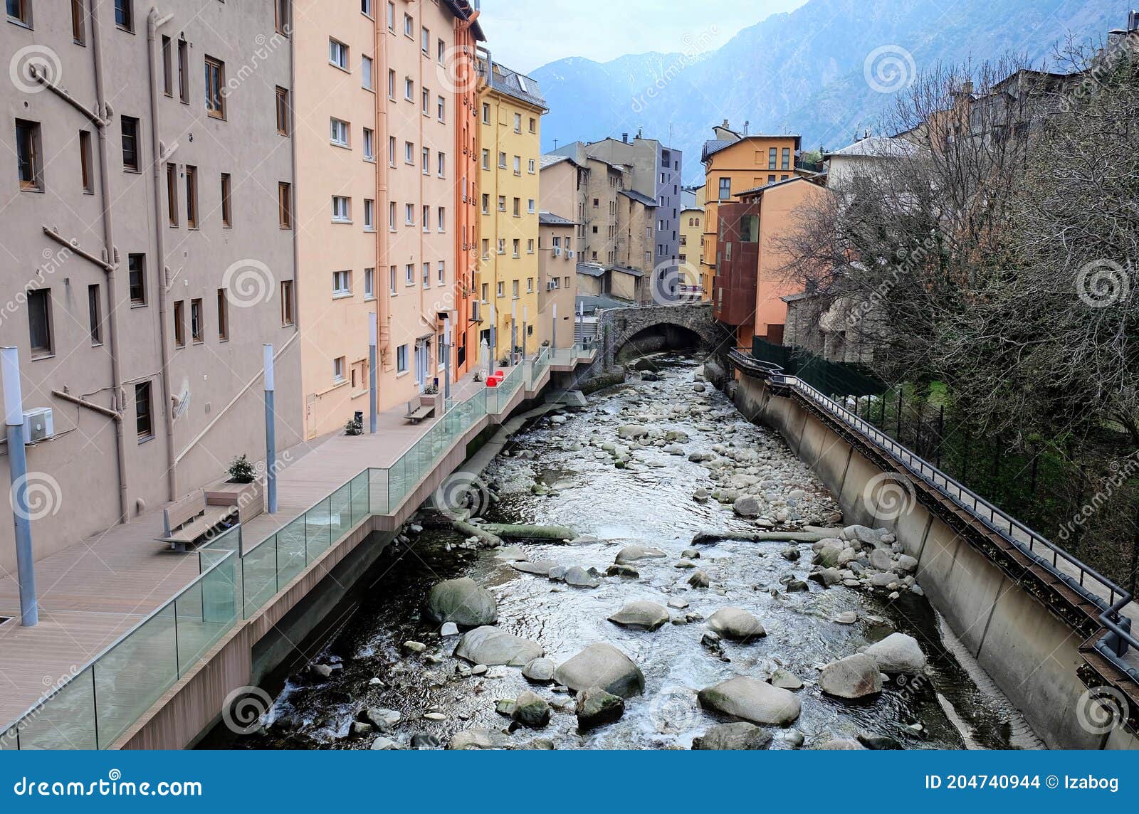 Andorra La Vella, Andorra - March 2019 - River in Andorra La Vella ...