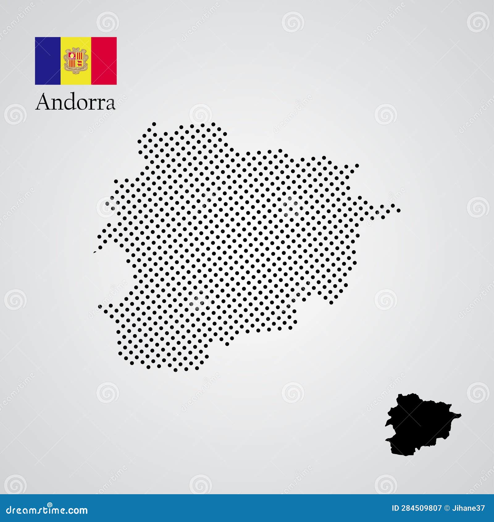Andorra Map Silhouette Halftone Style Map Silhouette Halftone Style ...