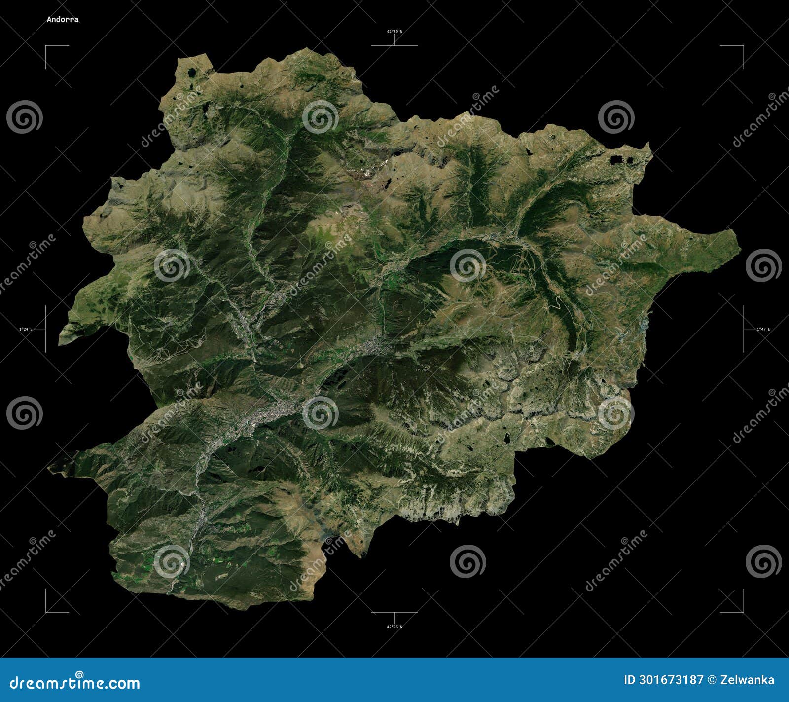 Andorra Shape on Black. Low-res Satellite Stock Illustration ...