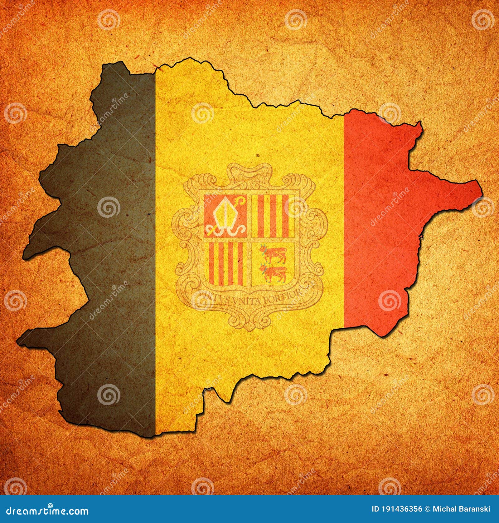 Andorra Territory with Flag Stock Illustration - Illustration of flag ...