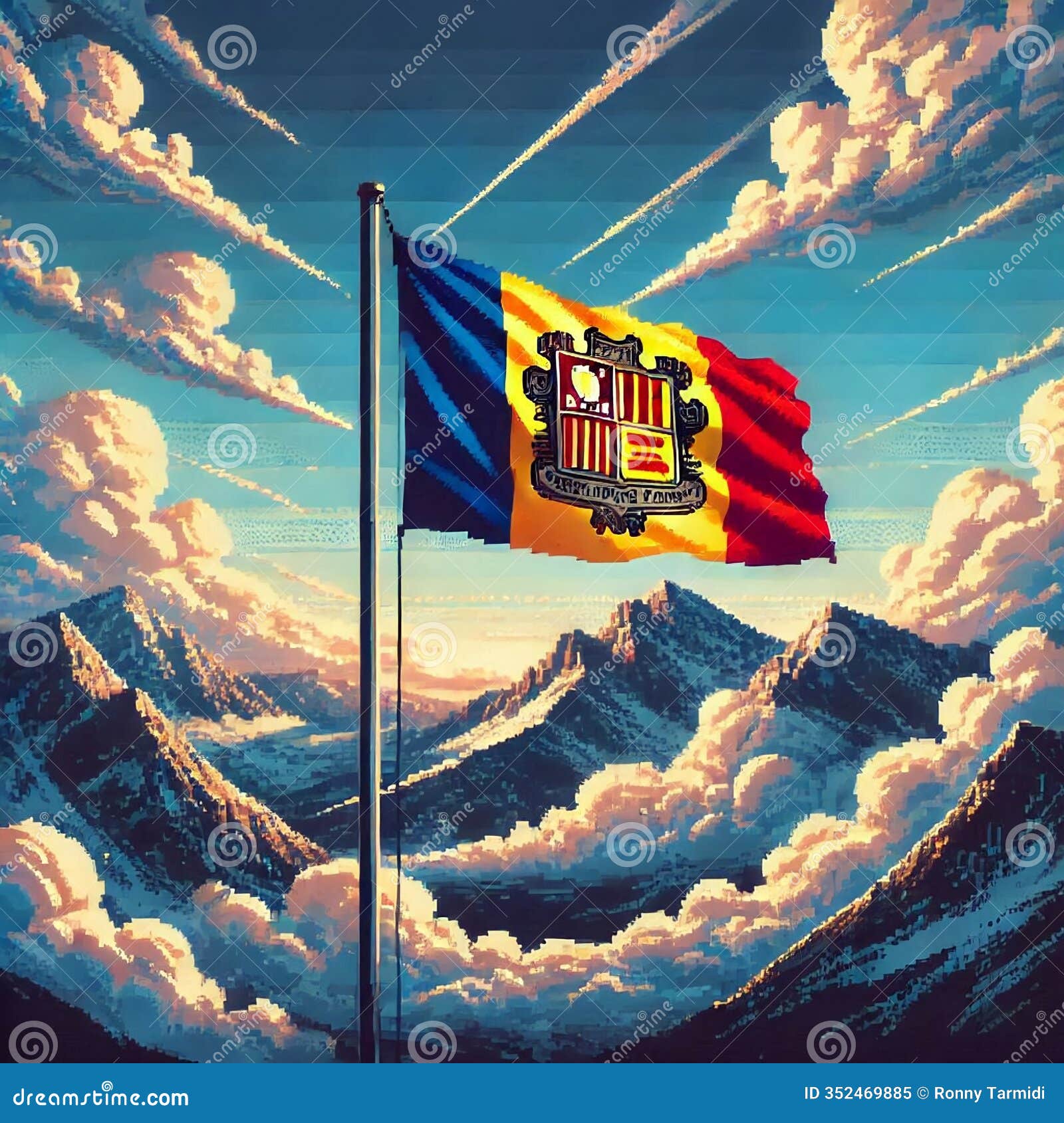 Andorran Flag Design, Pixel Art Stock Illustration - Illustration of ...