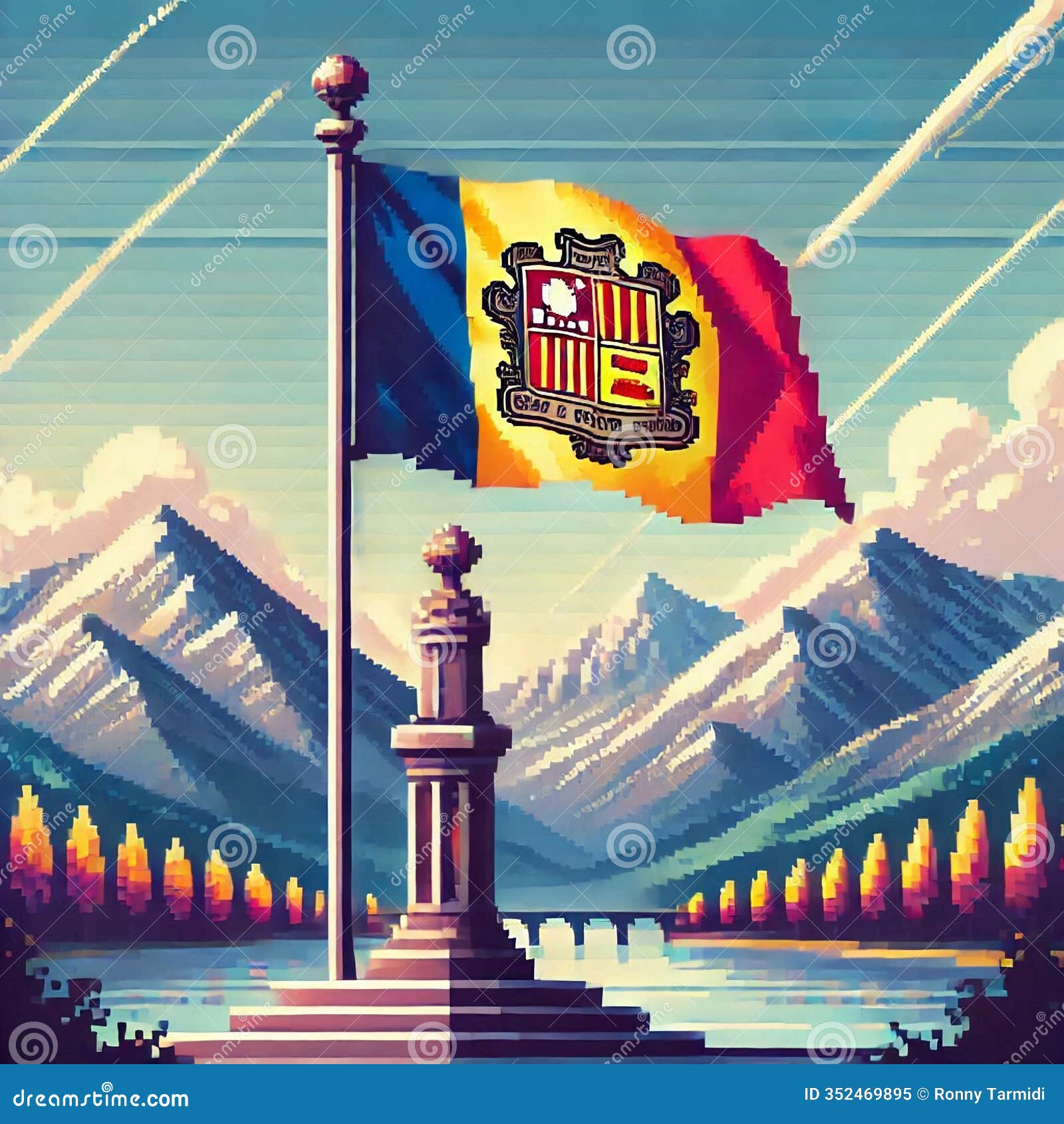 Andorran Flag Design, Pixel Art Stock Illustration - Illustration of ...