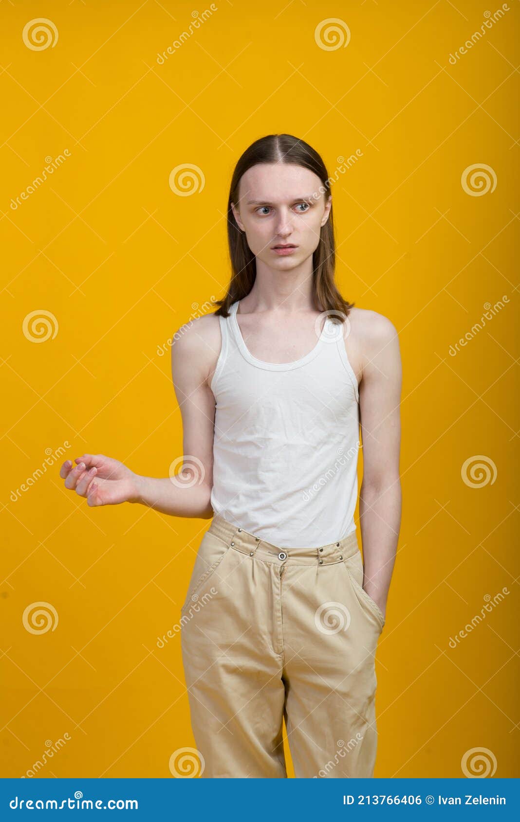 Androgynous Beautiful Young Man. Model Tests in Studio Stock Photo ...