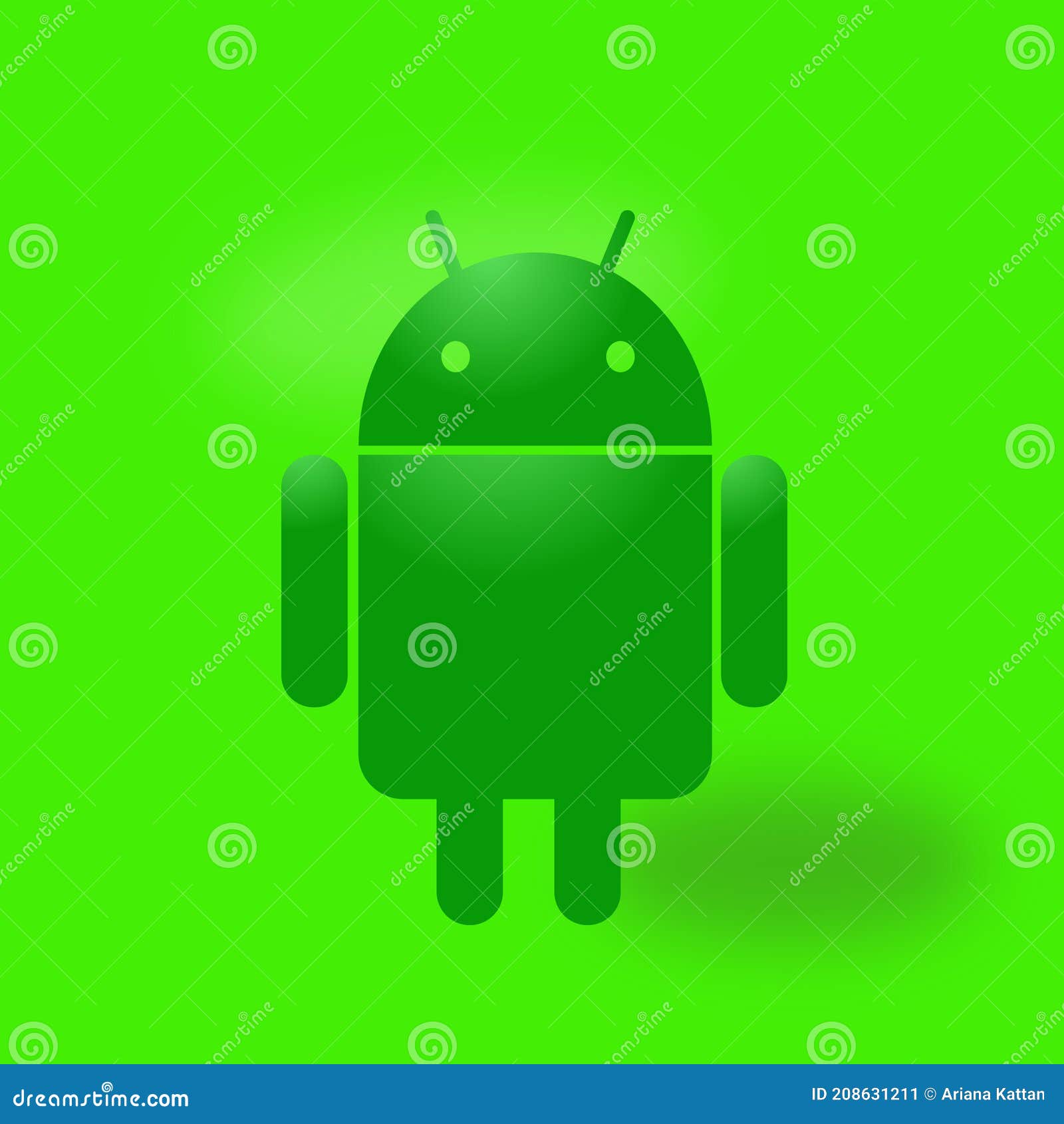 Android Illustration Green Background Cute Android Editorial Photo ...