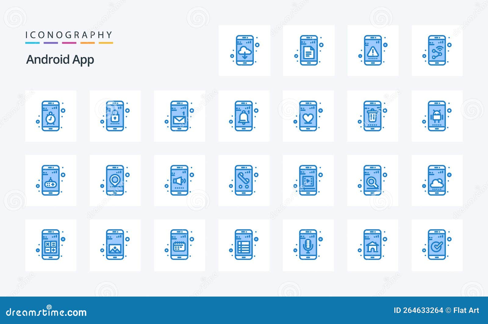 25 Android App Blue Icon Pack Stock Vector - Illustration of ...