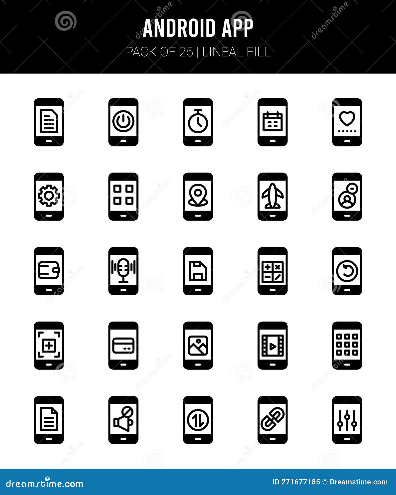 25 Android App Lineal Fill Icons Pack Vector Illustration Stock Vector ...