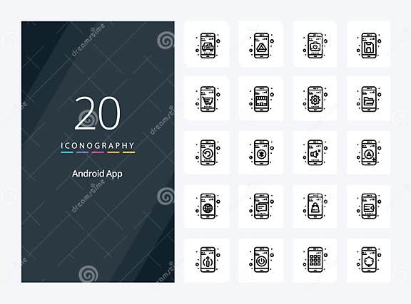 20 Android App Outline Icon for Presentation Stock Vector ...