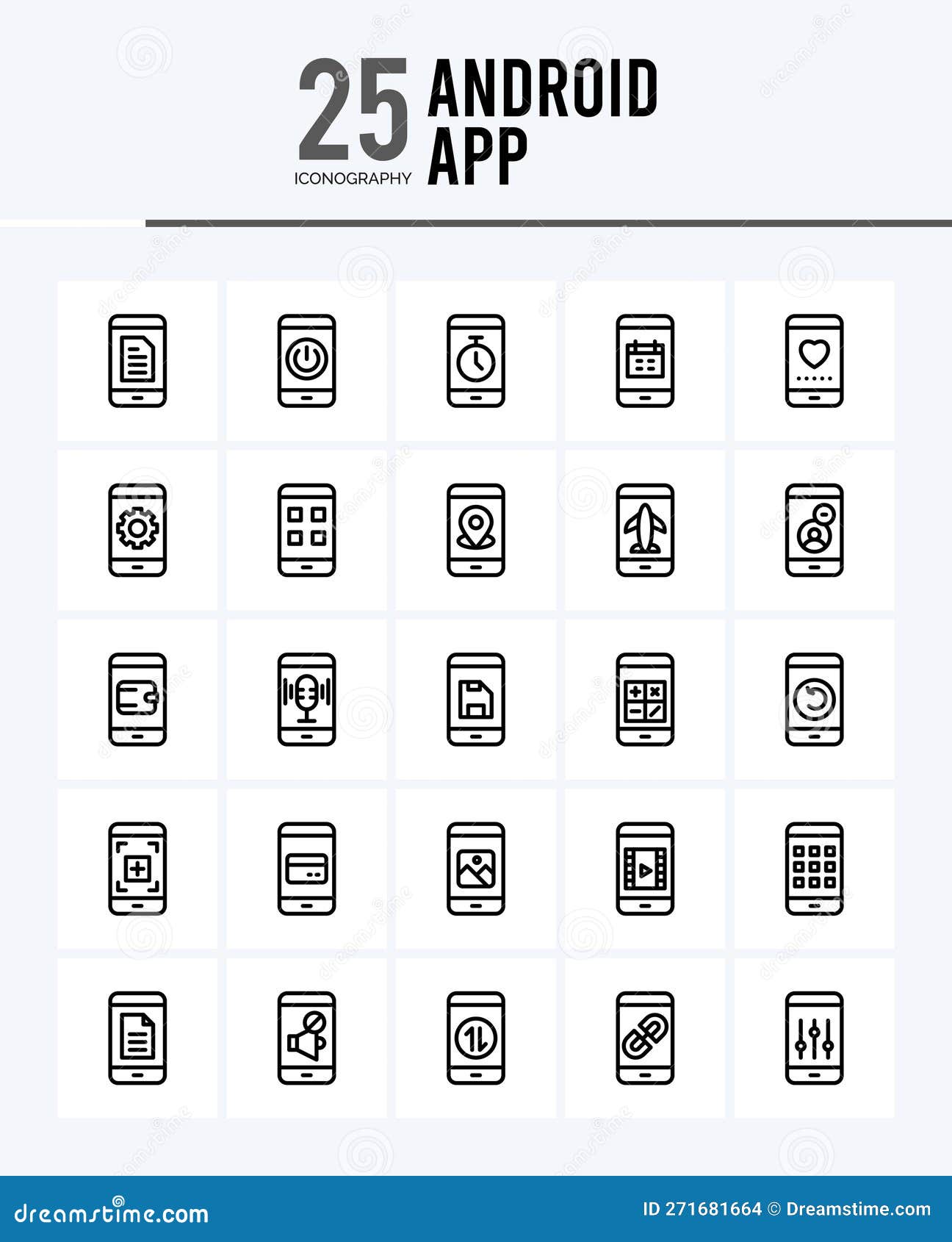 25 Android App Outline Icons Pack Vector Illustration Stock Vector ...