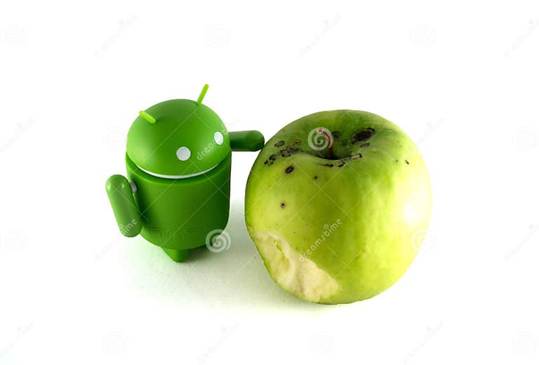 Android with apple editorial stock photo. Illustration of device - 36678148