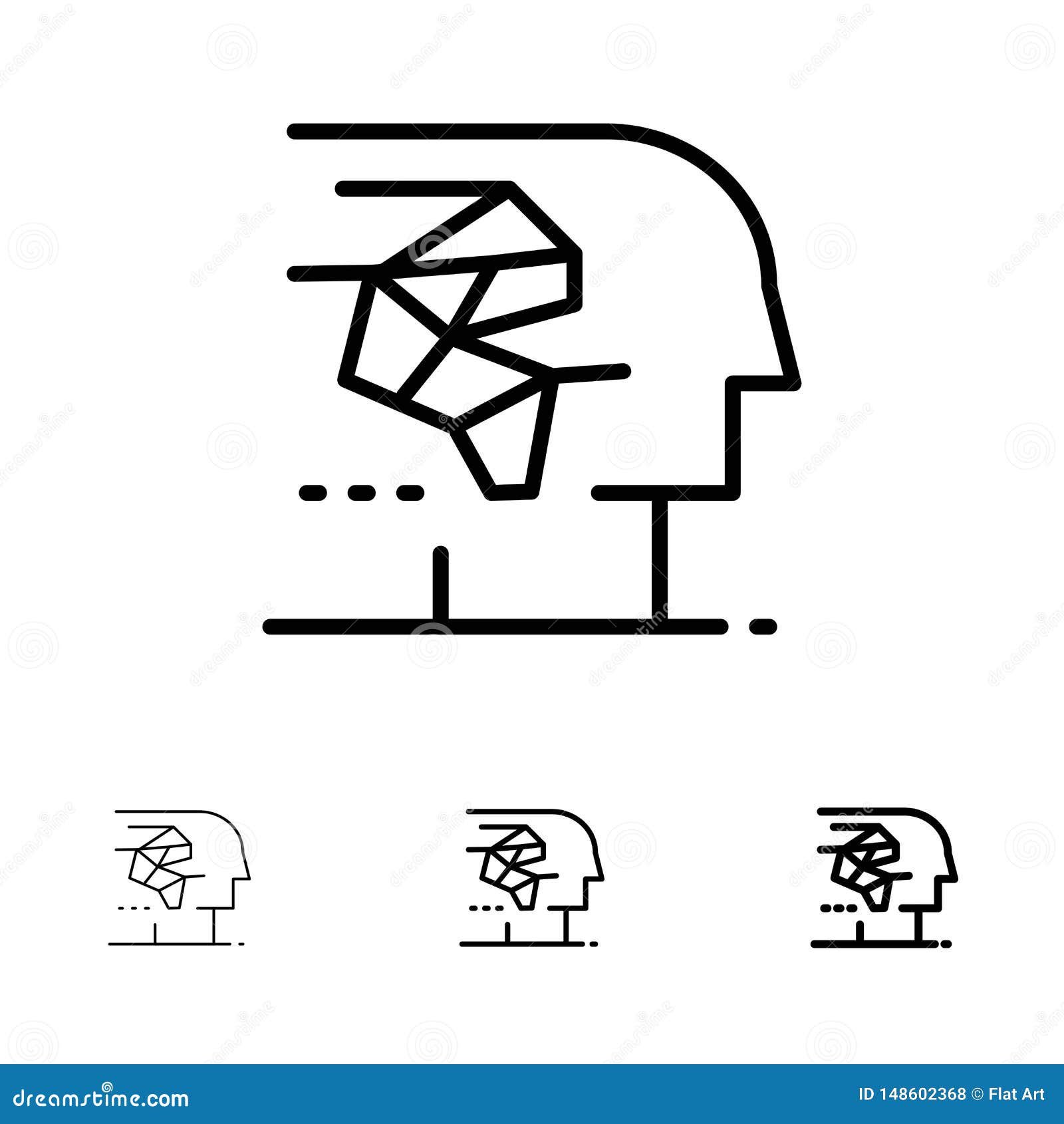 Android, Artificial, Brain, Human, Interface Bold and Thin Black Line ...