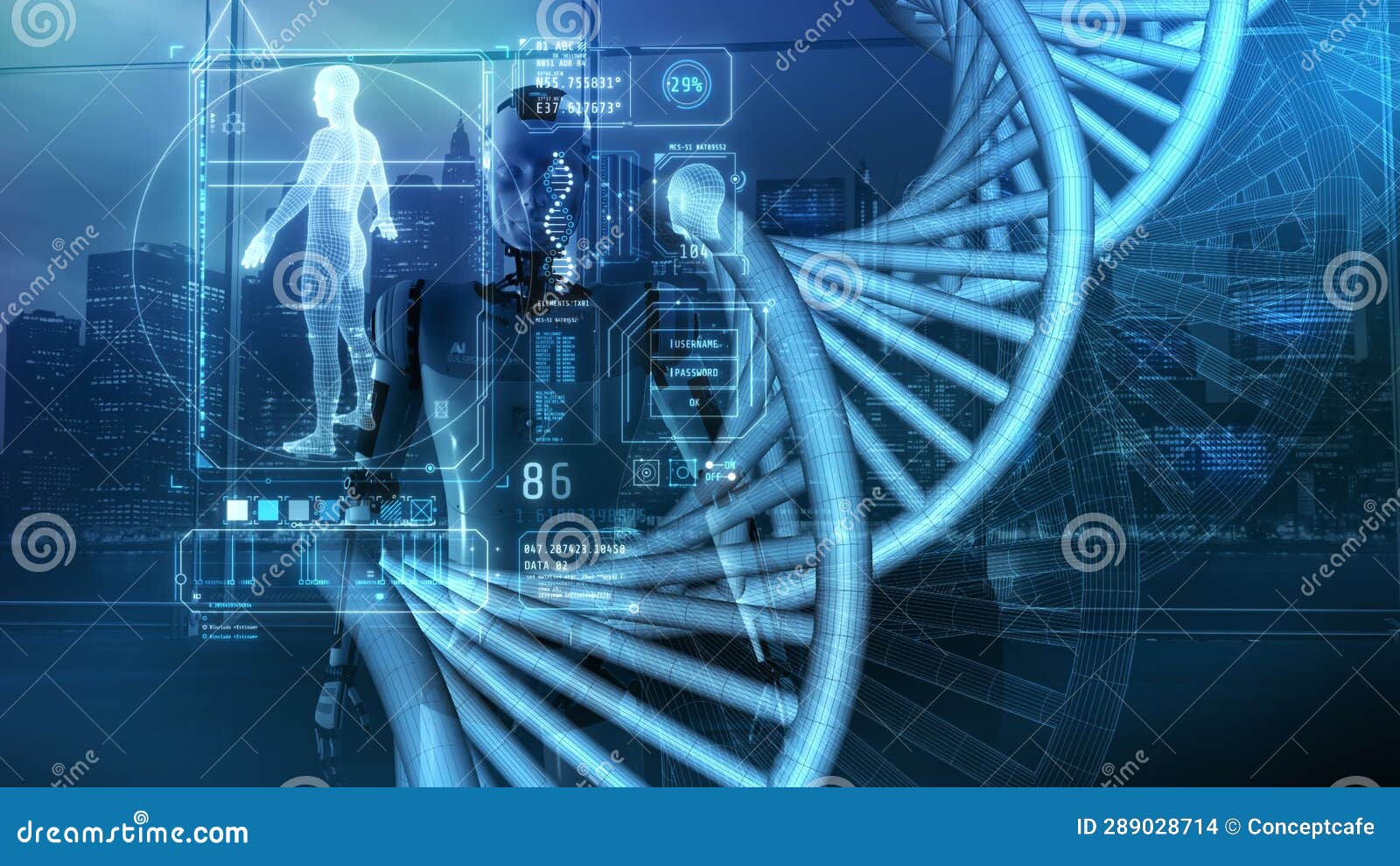 AI Android Studying Human DNA Research Data. Stock Footage - Video of ...
