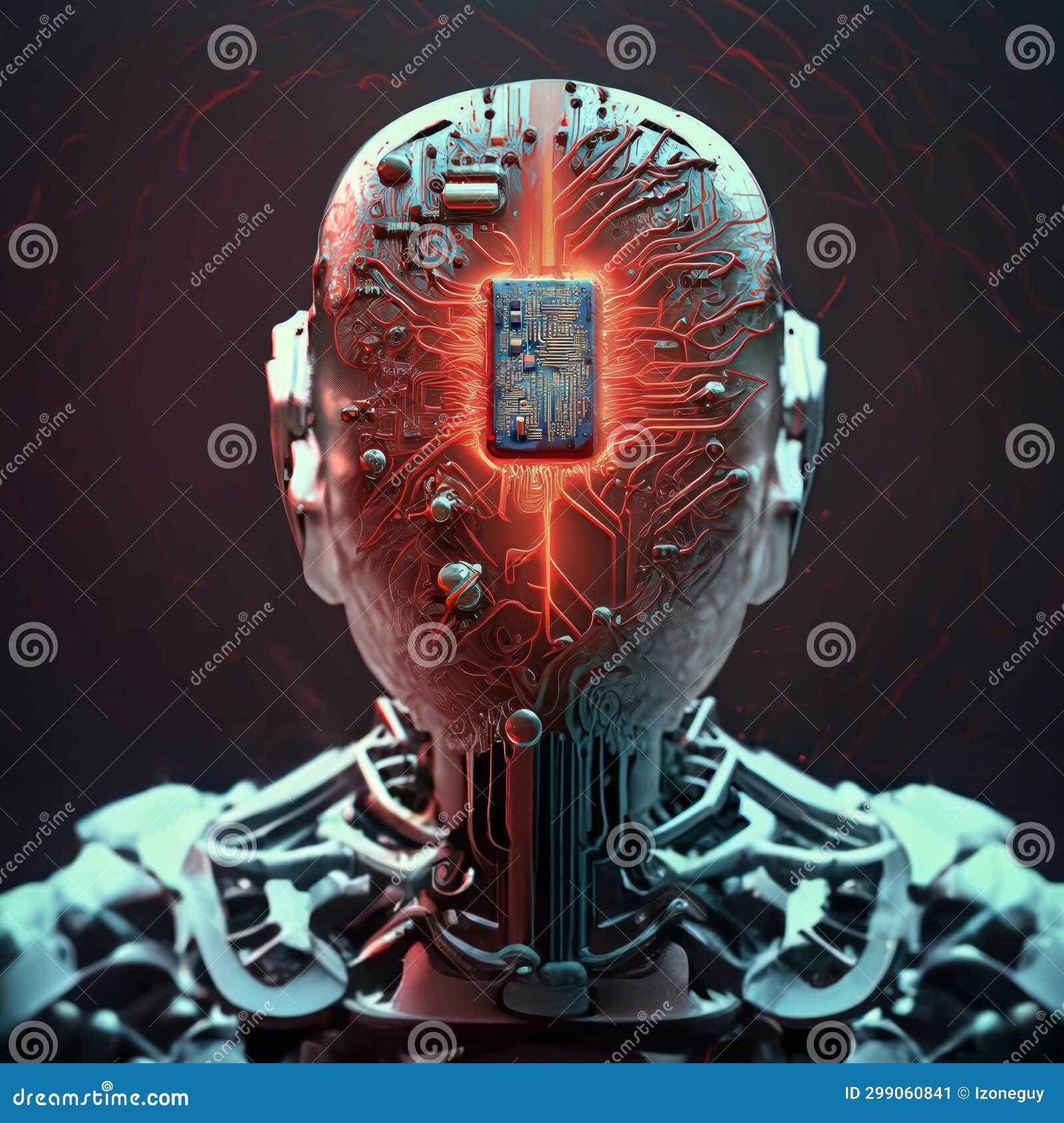 An Android Being Fitted with a Faster Chip. Stock Illustration ...