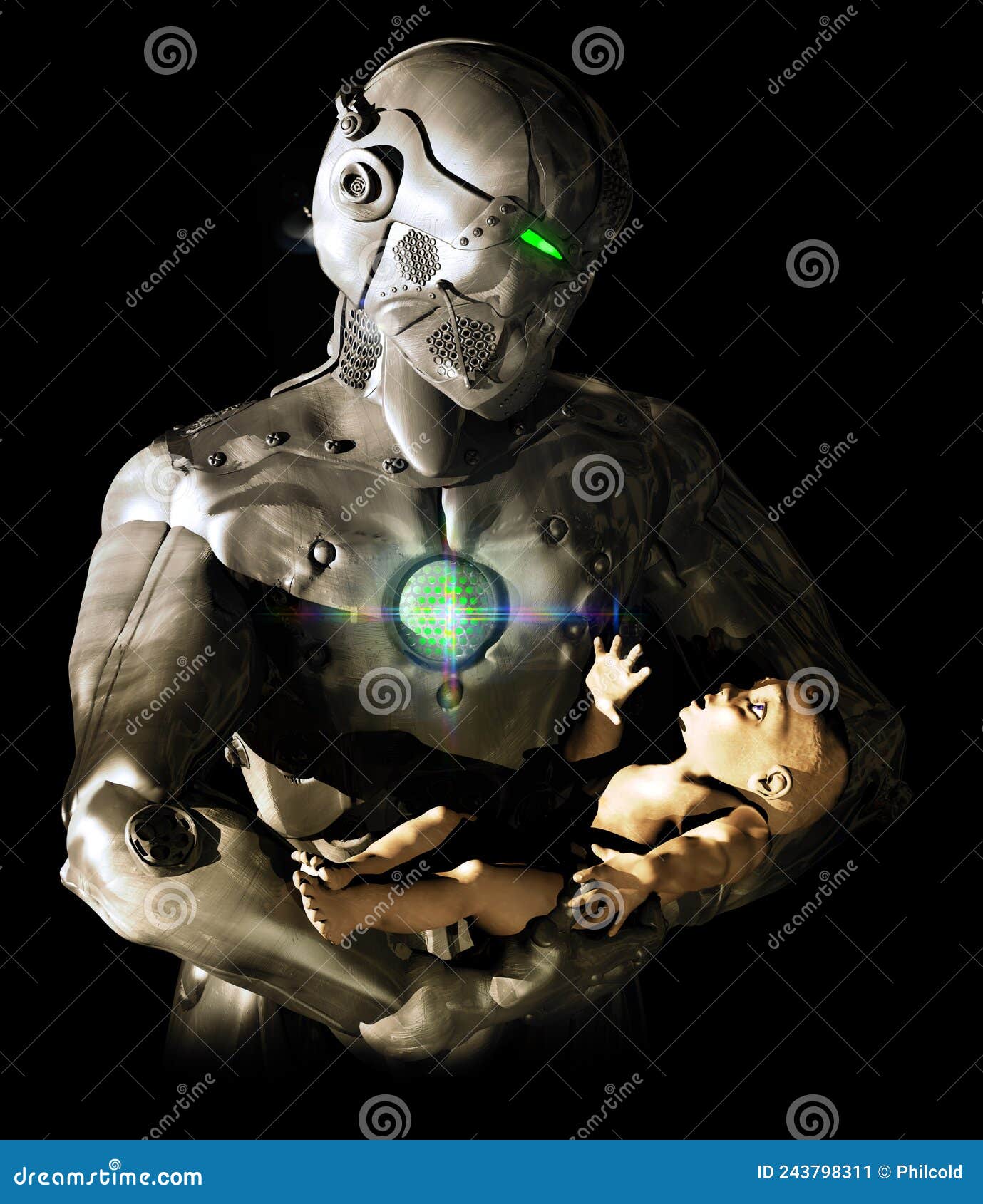 Android Taking Care of Baby Stock Illustration - Illustration of ...