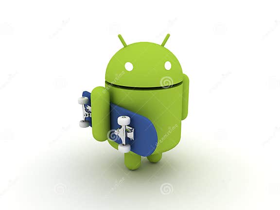 Android Character with Skateboard Editorial Stock Photo - Illustration ...