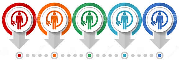 Android Charging Wire, Humanoid Robot Vector Icon Set, Flat Design ...