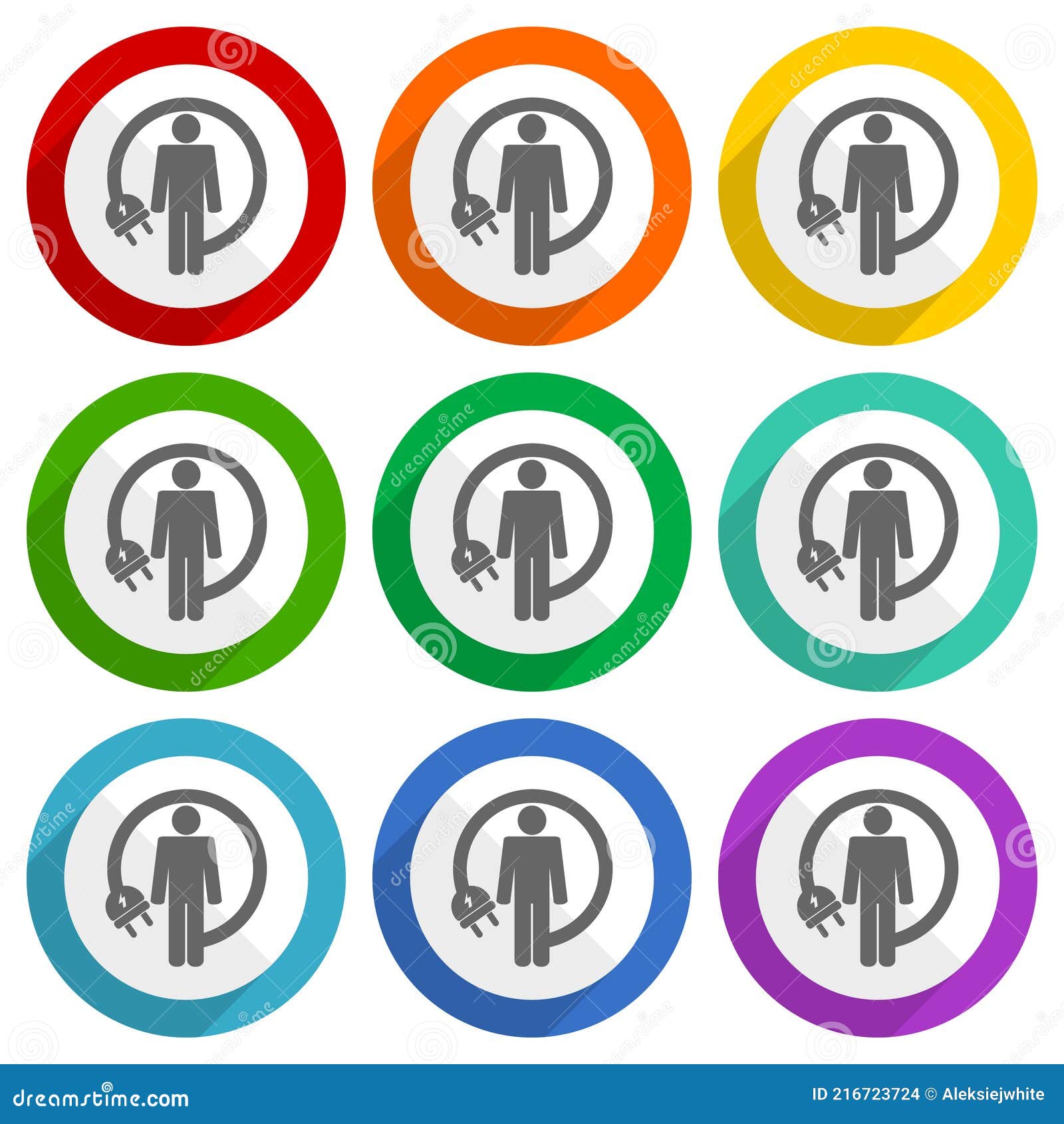 Android Charging Wire, Humanoid Robot Vector Icons, Set of Colorful ...