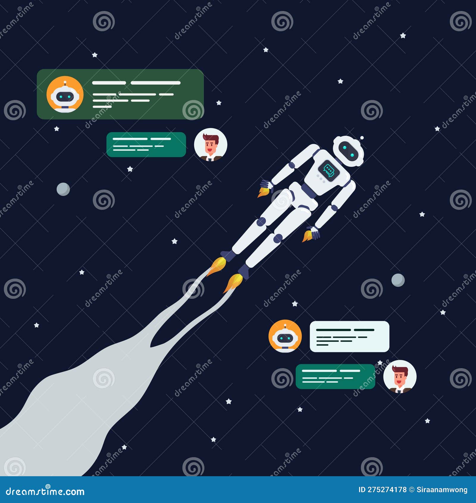 Android Flying With Trolley Royalty-Free Stock Image | CartoonDealer ...