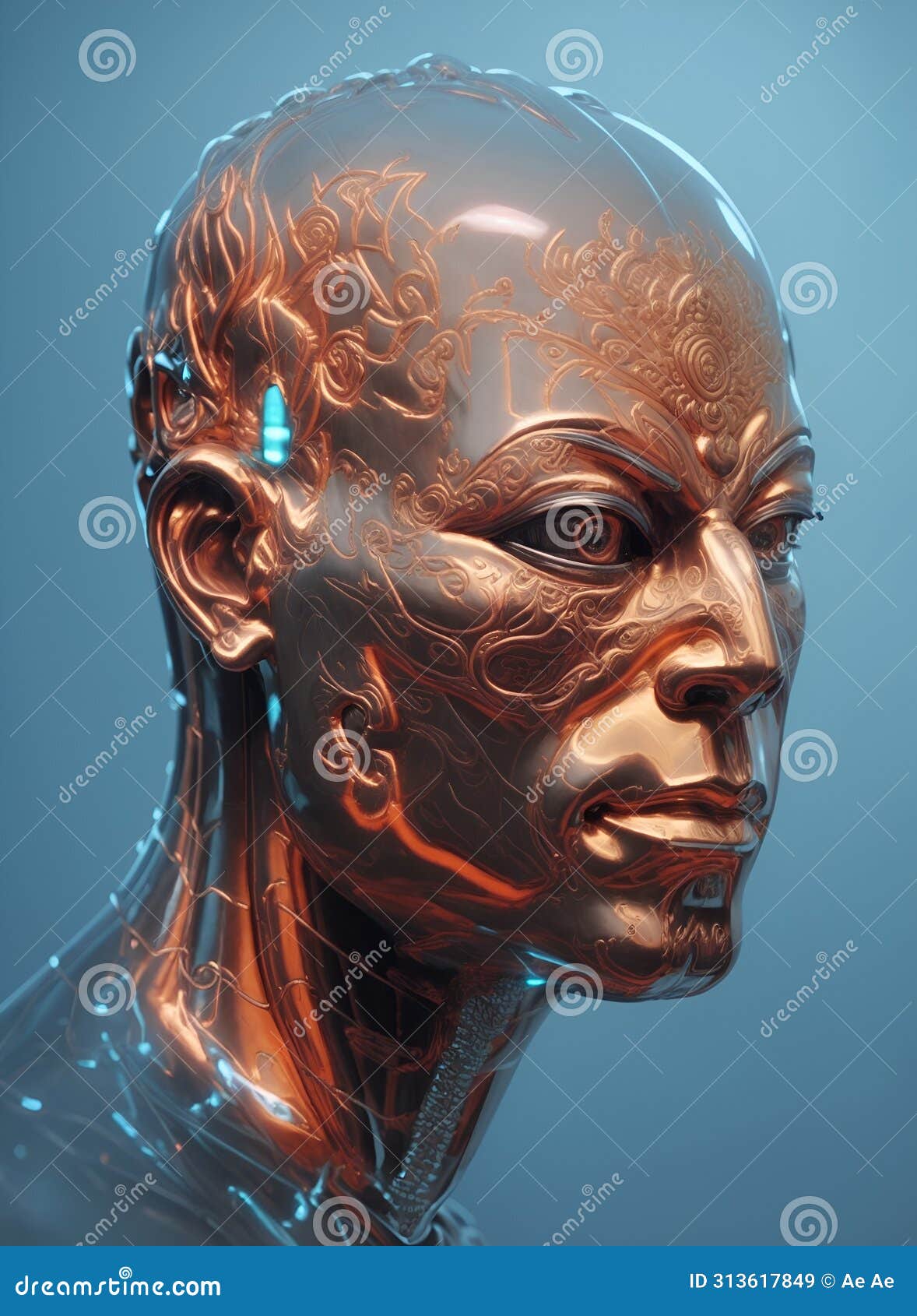 Android Copper Robot Head. Background for Design Projects Stock ...