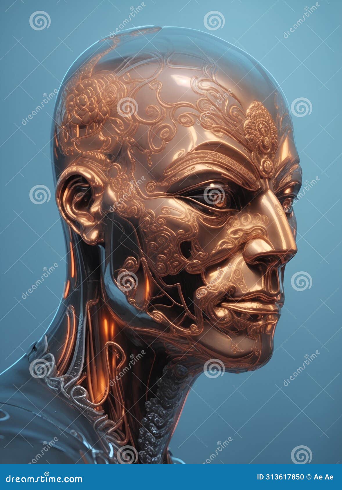 Android Copper Robot Head. Background for Design Projects Stock ...