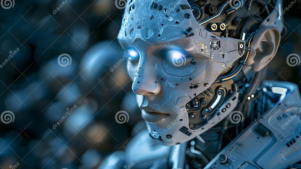 Android Cybernetic Concept, Capturing the Detailed Design. Stock ...