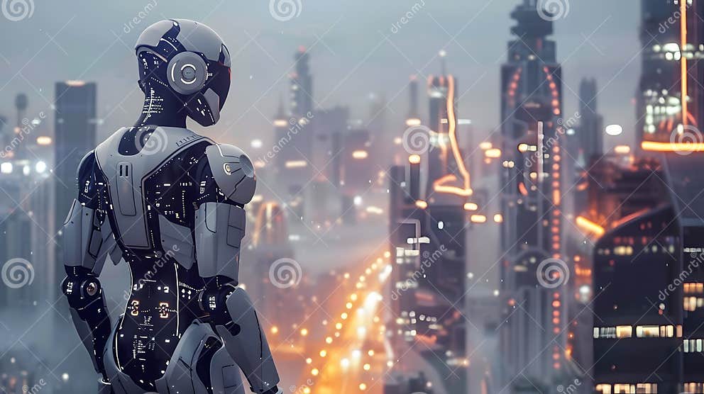 An Android Cybernetic Figure Stock Illustration - Illustration of ...