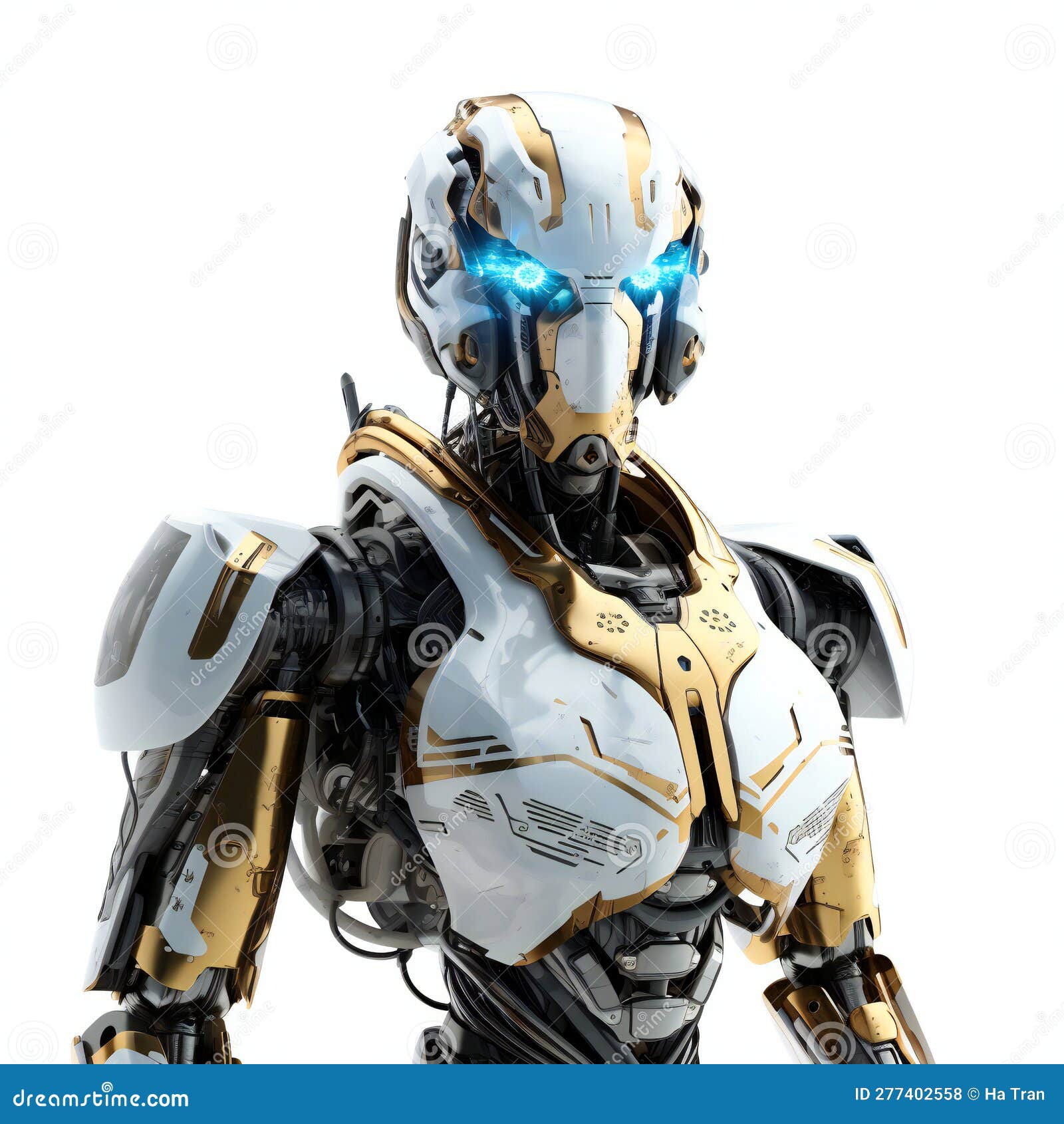 Android Cyborg Isolated on White Background Stock Illustration ...
