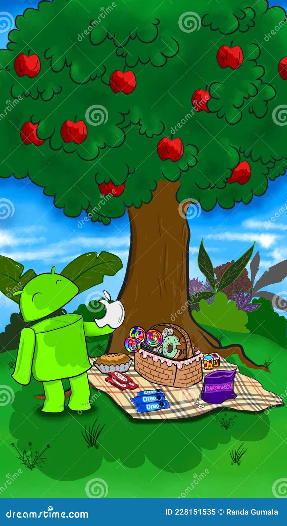 Android eats Apple stock illustration. Illustration of screenshot ...