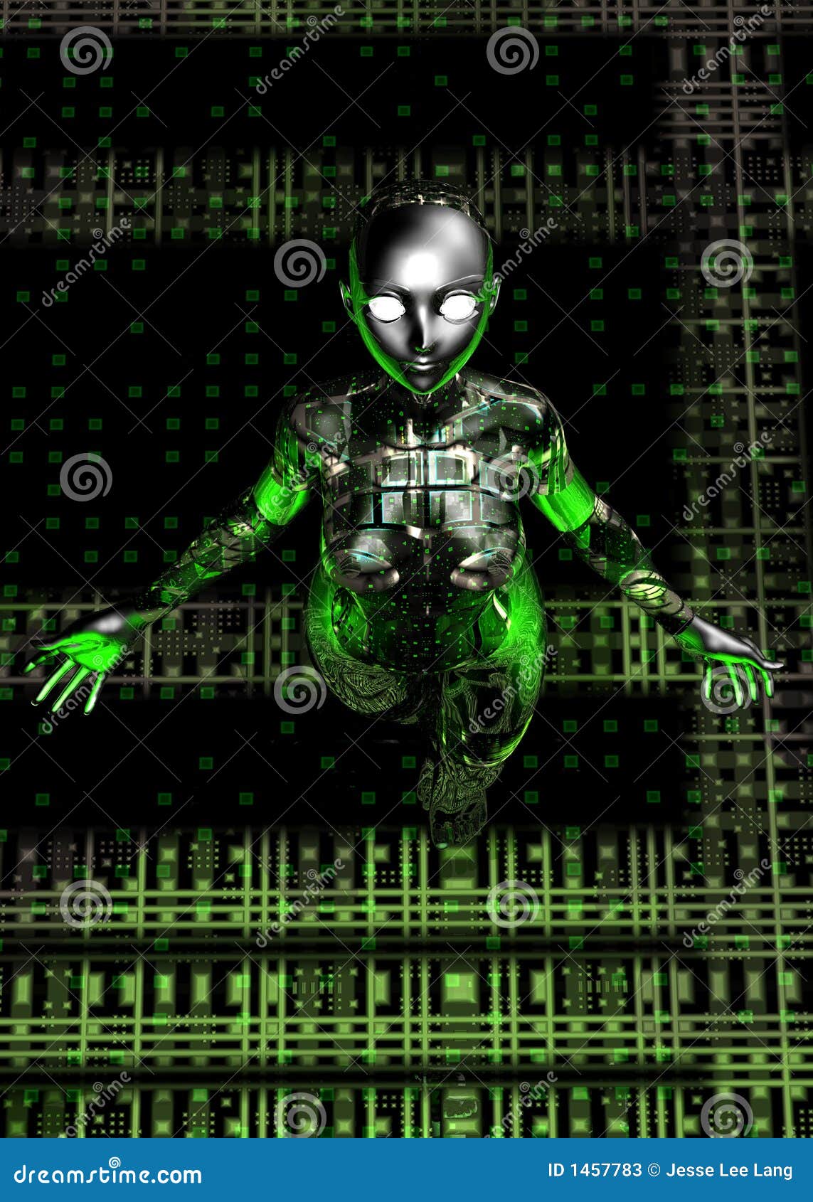 Android Girl Dancing Hip Hop On Kneel Pose In White Background Royalty ...