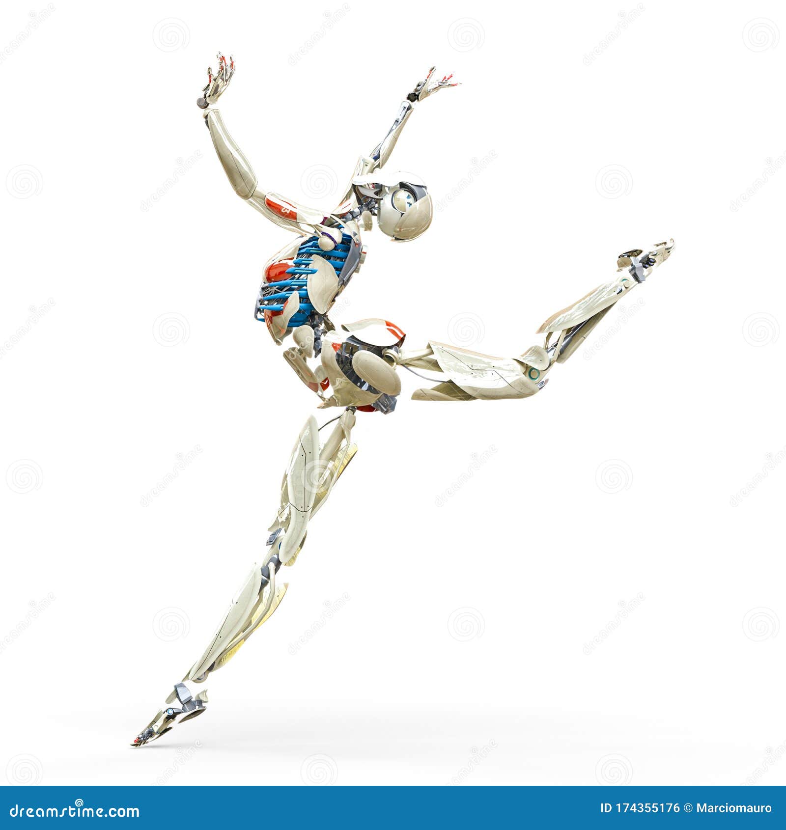 Android Girl Doing a Modern Dance in White Background Stock ...