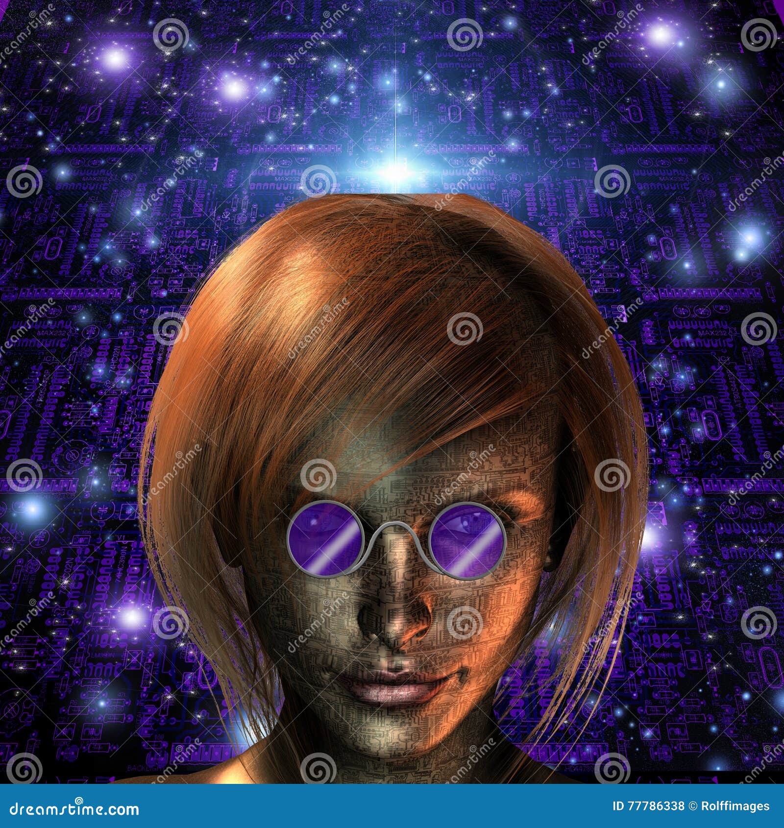 Android Girl Dancing Hip Hop On Kneel Pose In White Background Royalty ...