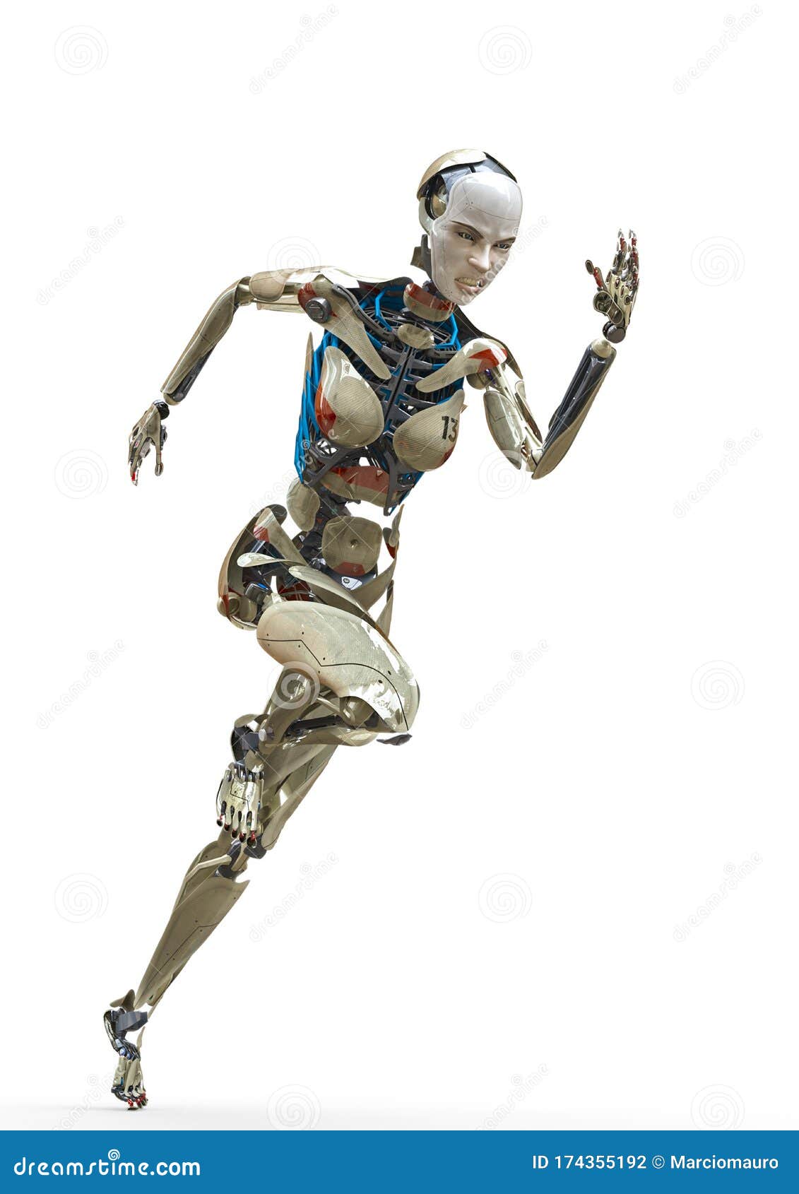 Android Girl Running in White Background Stock Illustration ...