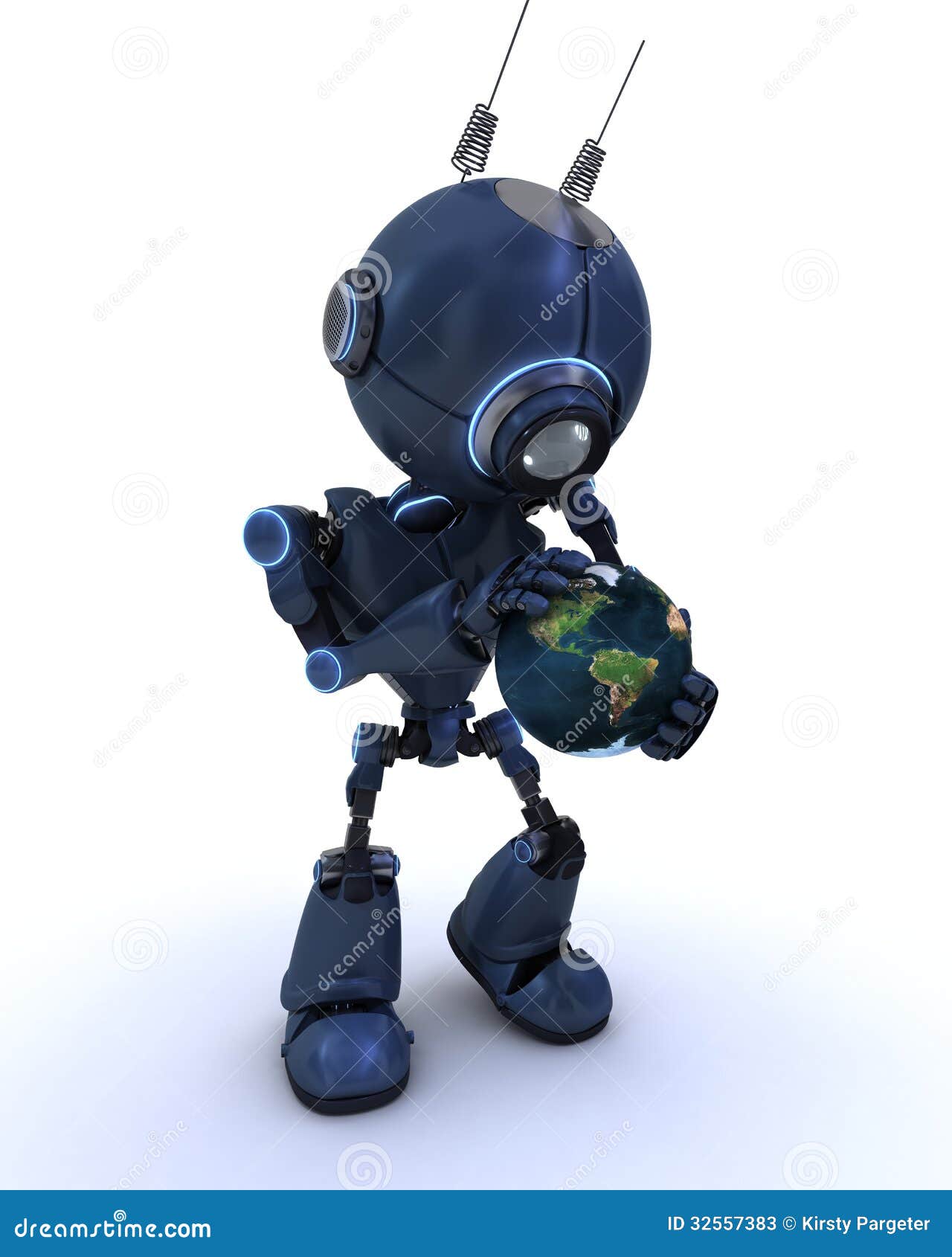 Android with globe stock illustration. Illustration of planet - 32557383