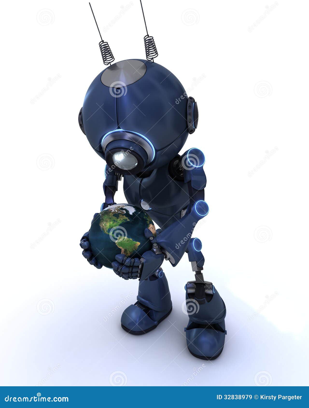 Android with globe stock illustration. Illustration of robot - 32838979