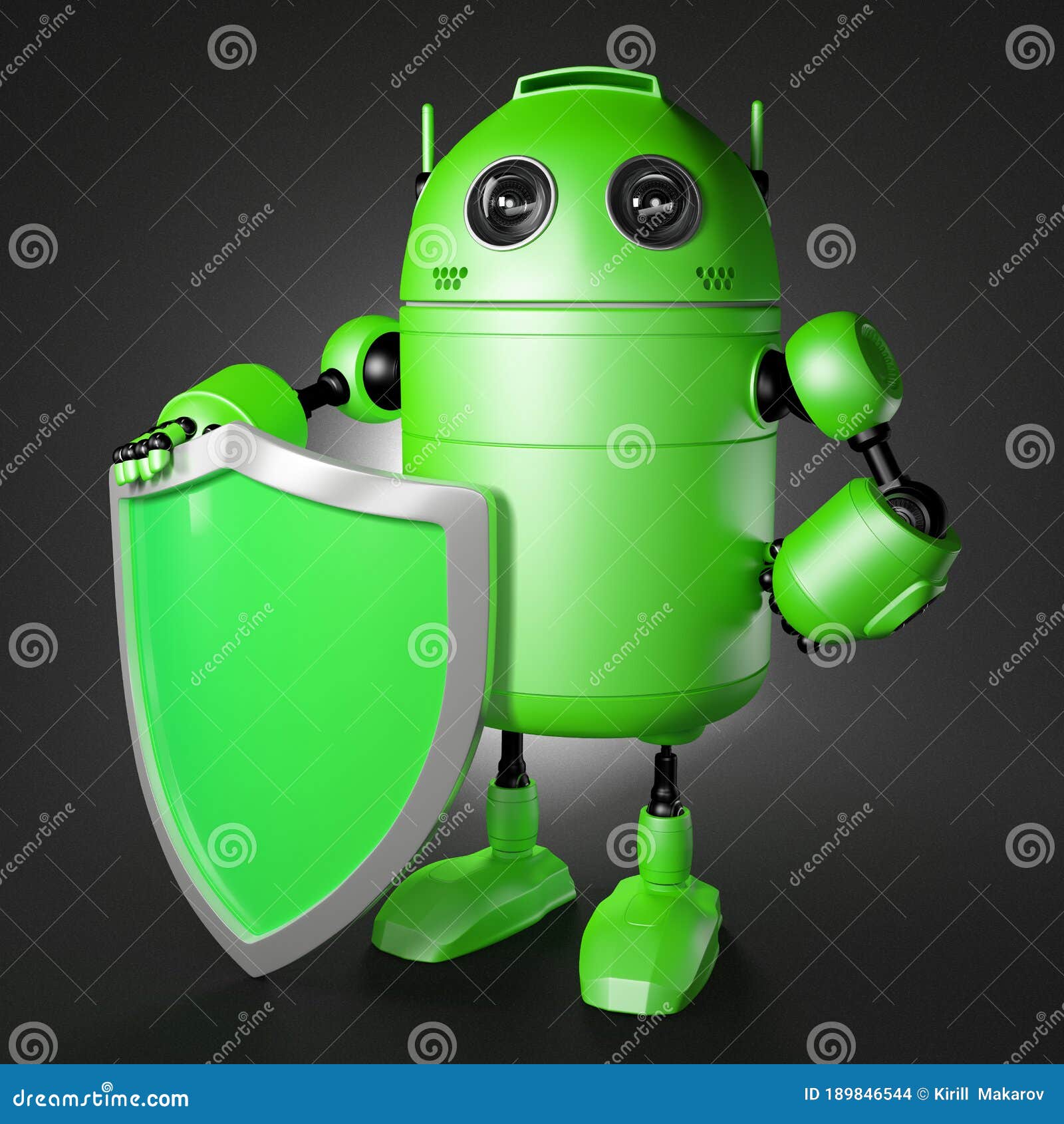 Android Guard with Shield. Technology Protection Cocept Stock Photo ...