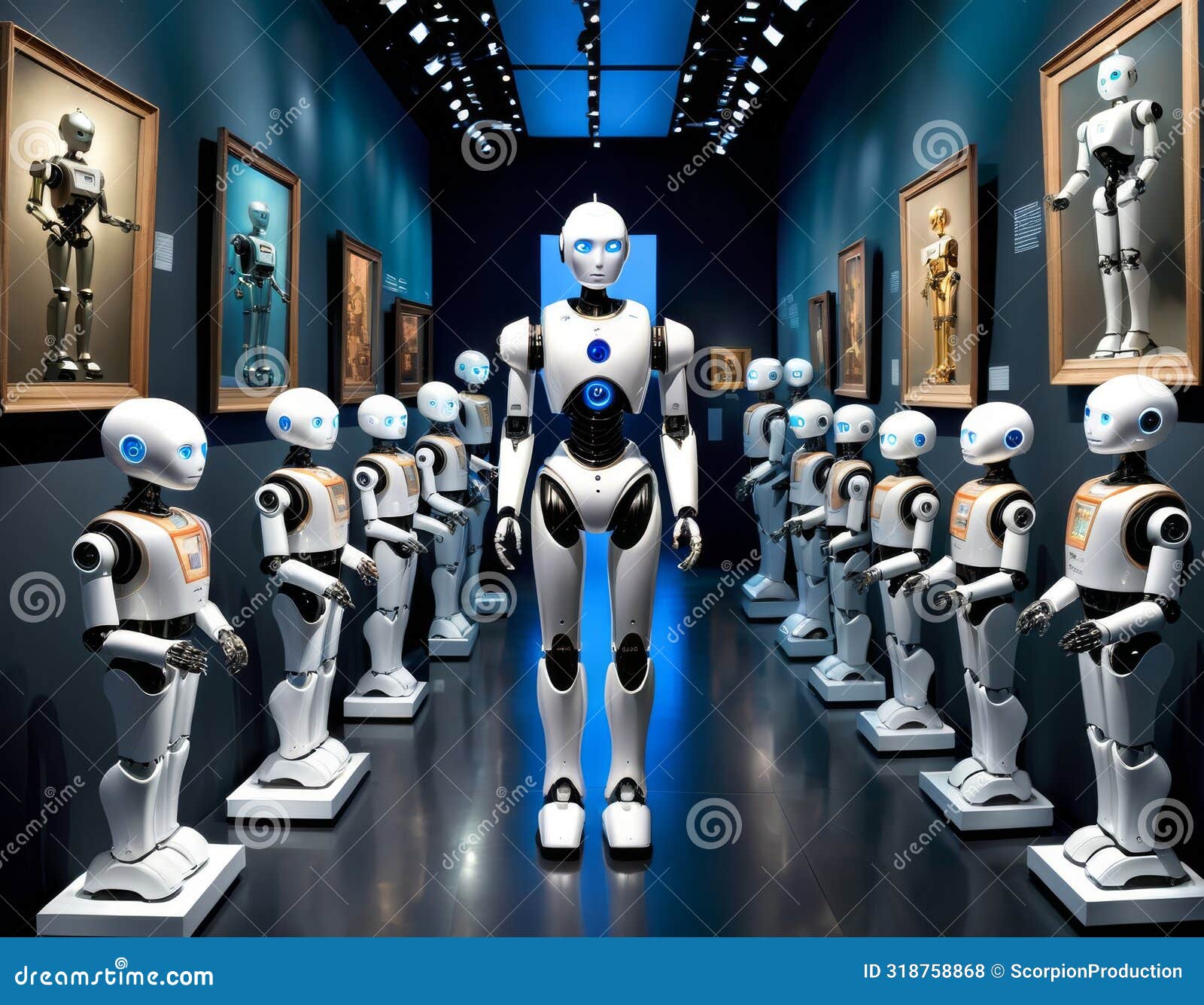 Android Guide Leading Tour through Robot Exhibition Stock Photo - Image ...