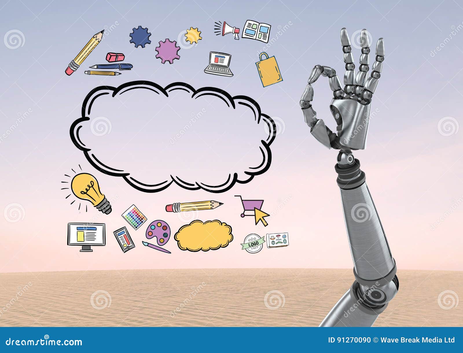 Android Hand Gesture OK with Drawings Graphics Stock Illustration ...