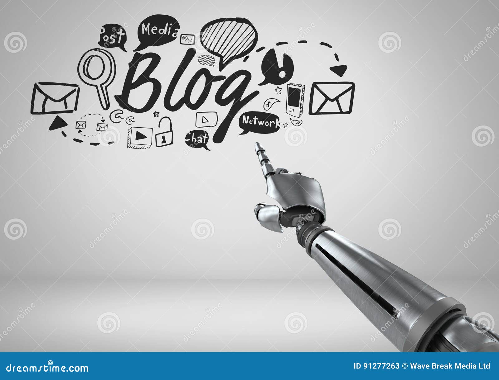 Android Hand Pointing and Blog Text and Graphic Drawings Stock ...