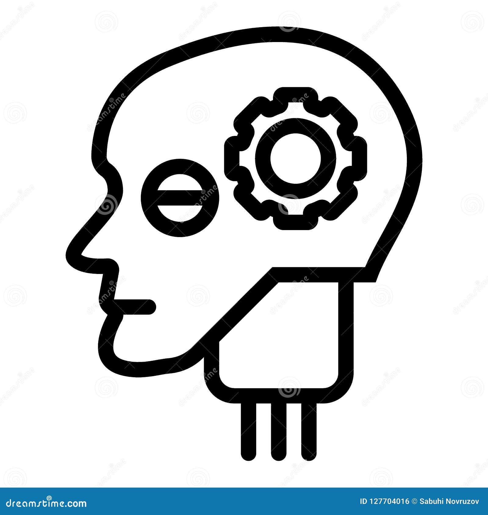 Android Head with Gear Line Icon. Artificial Intelligence Vector ...