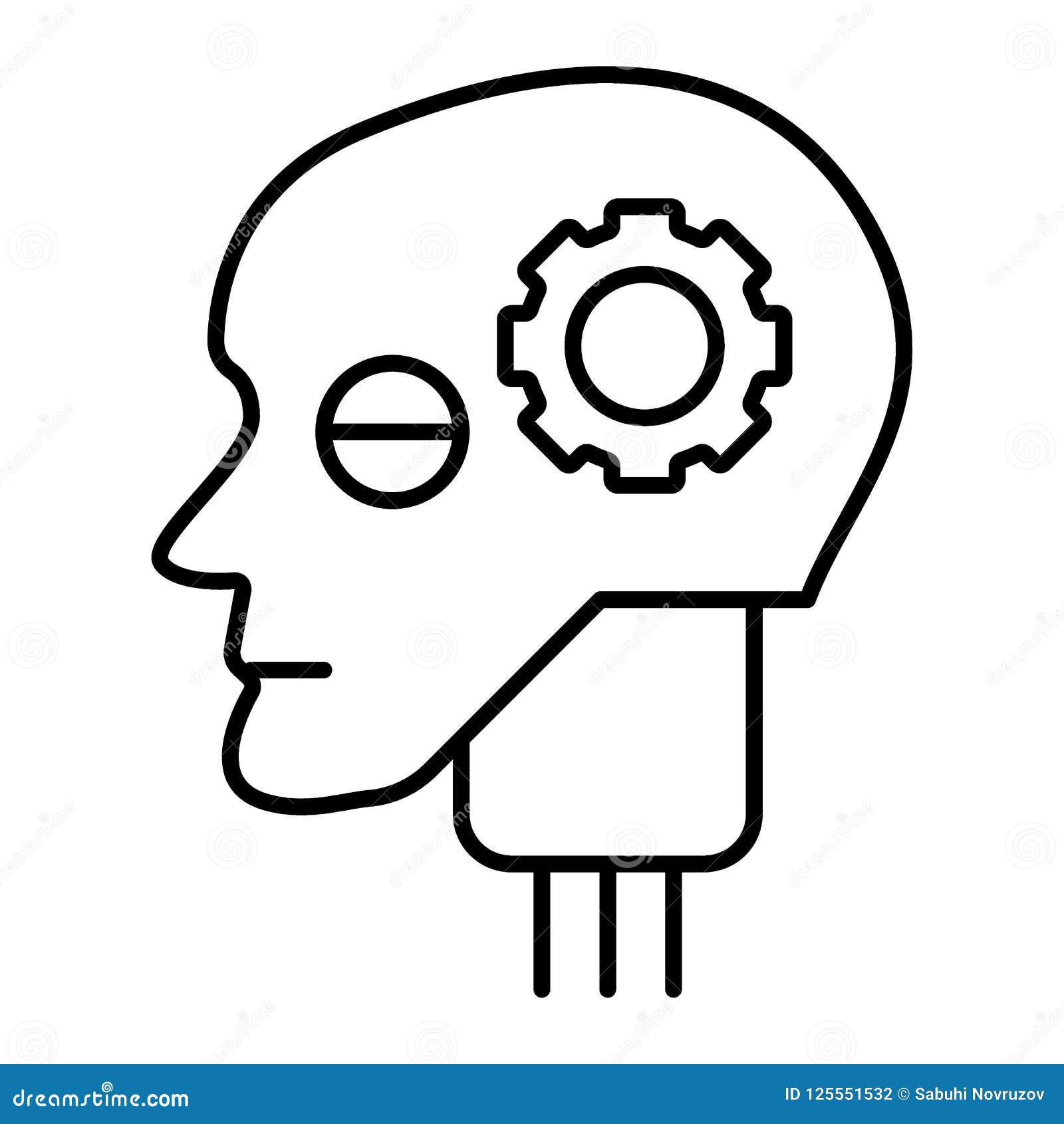 Android Head with Gear Thin Line Icon. Artificial Intelligence Vector ...