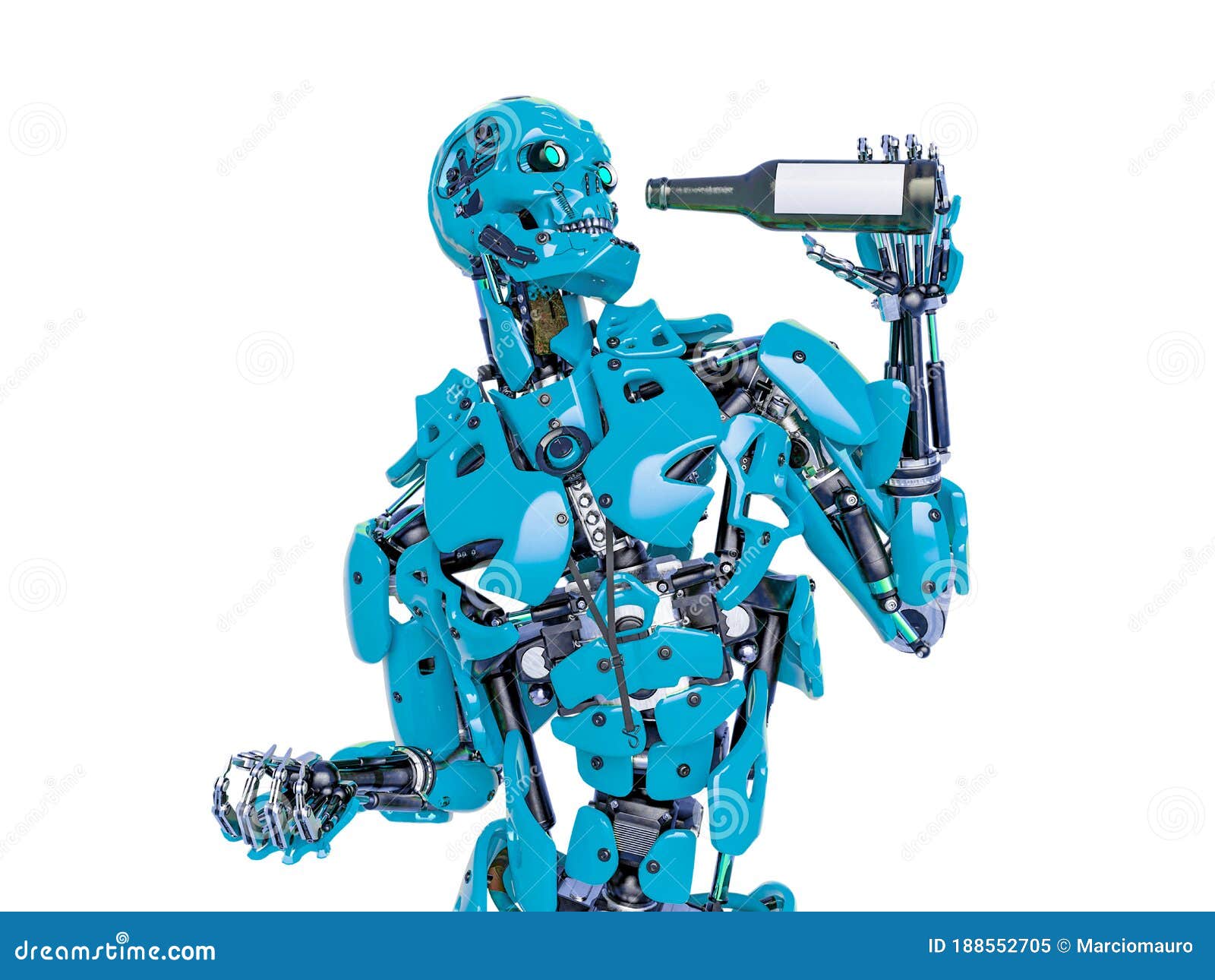 Android Holding a Bottle and Drinking Stock Illustration - Illustration ...
