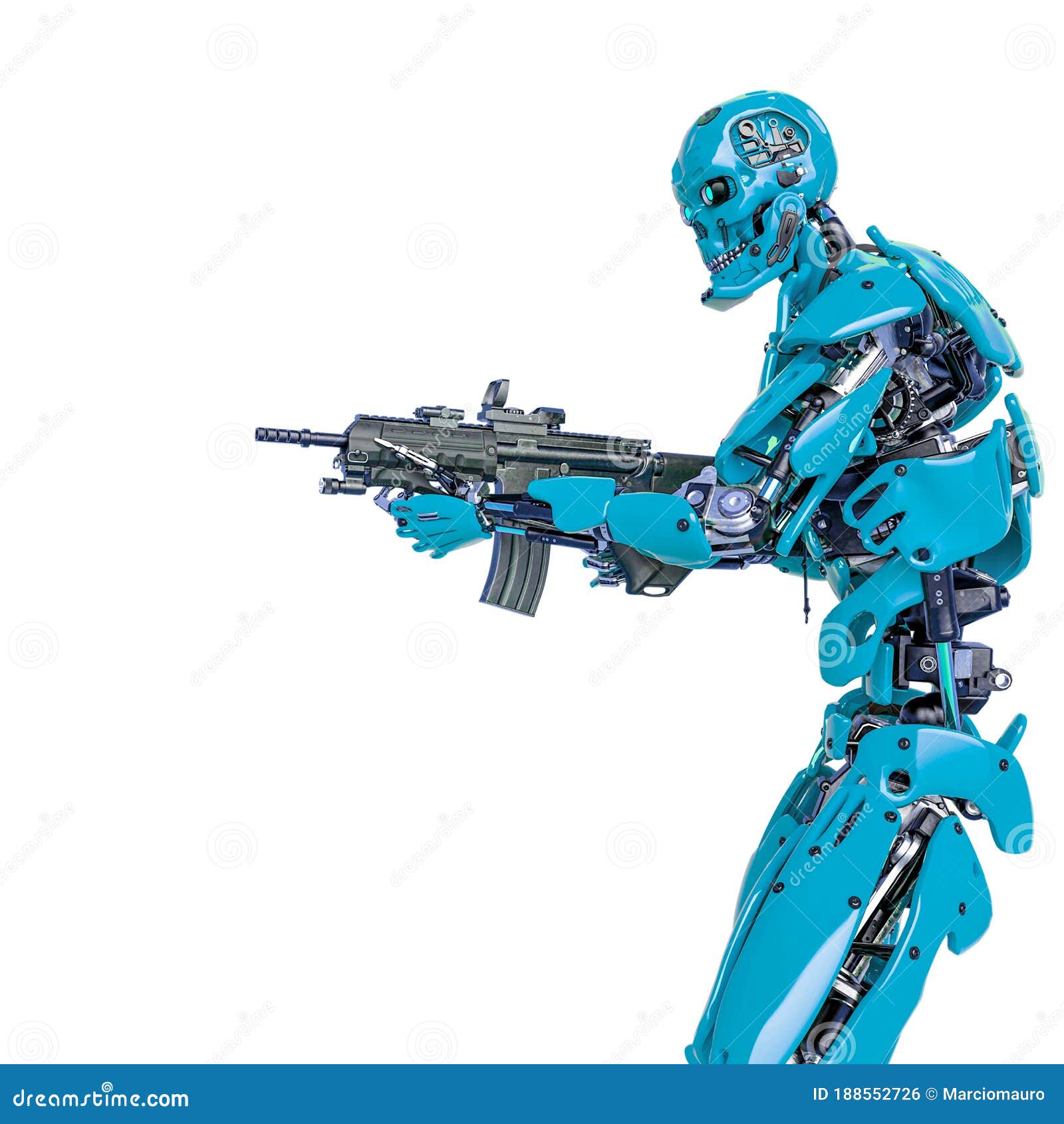 Android Holding a Rifle Side View Stock Illustration - Illustration of ...