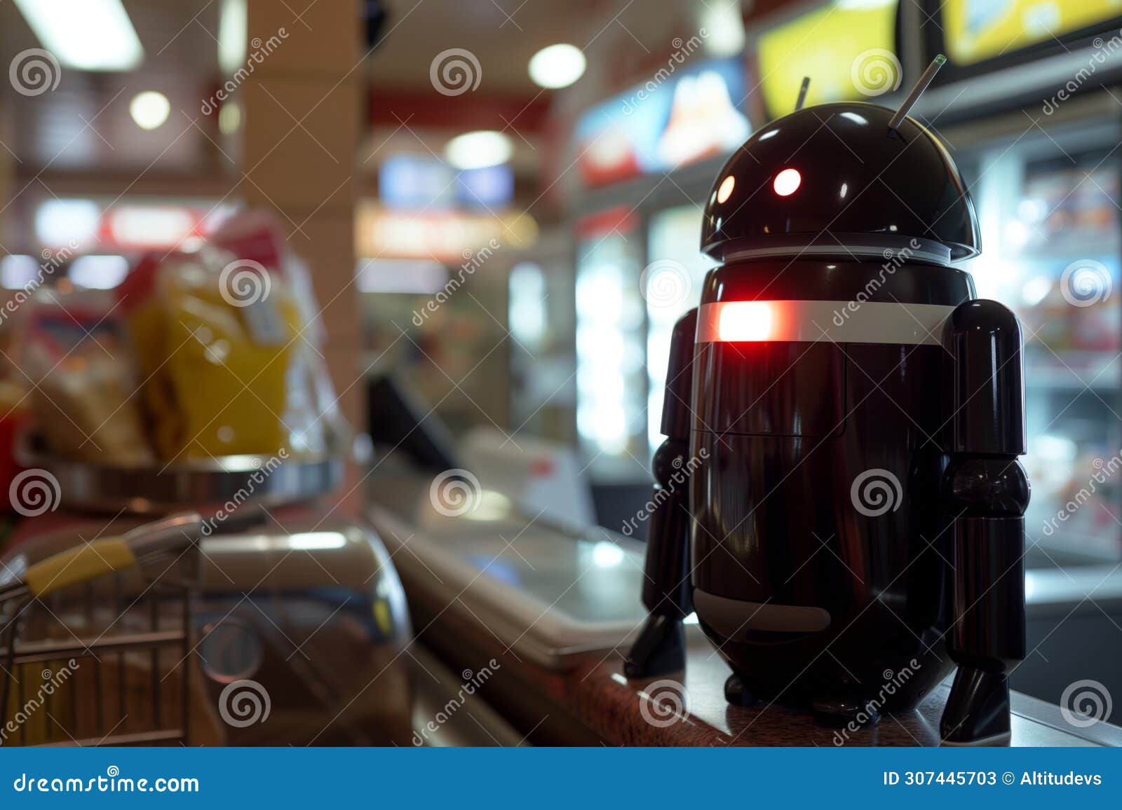 Android with Light Indicating Open Checkout Lane Stock Image - Image of ...