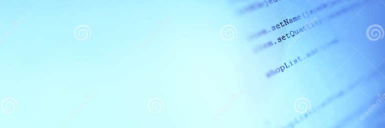 Android Mobile Development. Application Source Code on Notebook Blue Screen Background. Software ...